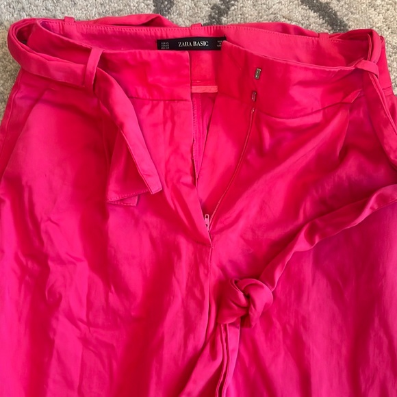 Zara | Pants & Jumpsuits | Zara Hot Pink High Waisted Straight Leg ...